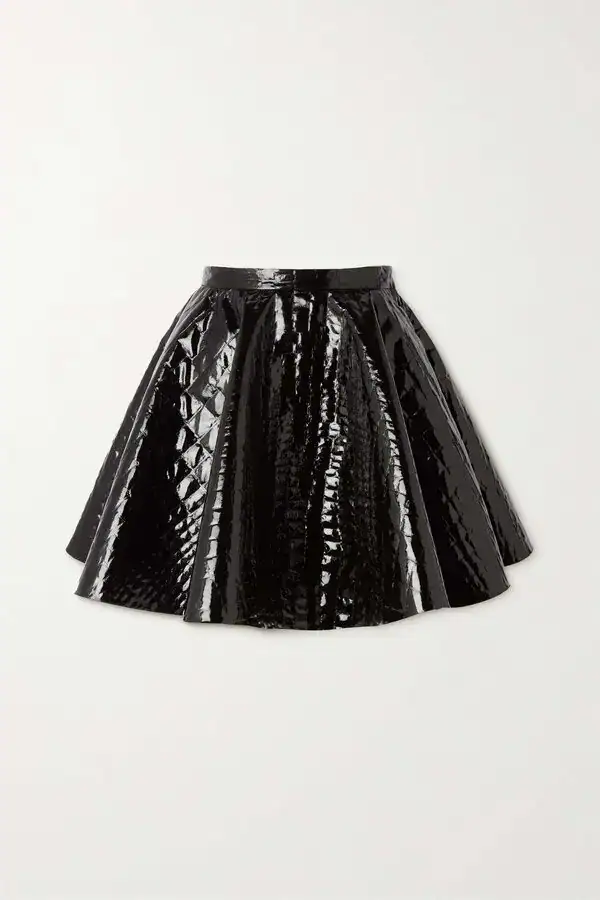 AlaïA Croc-Effect Vinyl Mini Skirt Black Editorialist