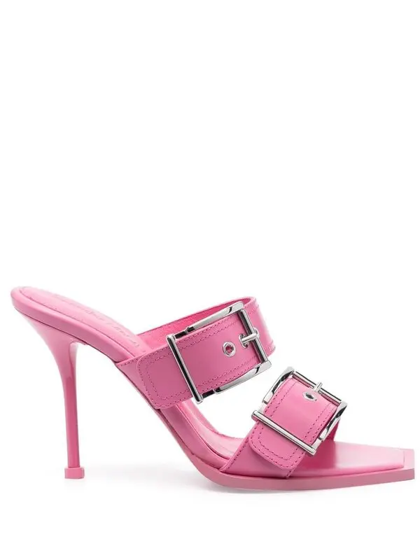 Alexander McQueen 100mm Buckled Leather Sandals - Pink