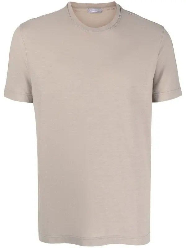 ZANONE Short-sleeved Cotton T-shirt - Neutrals