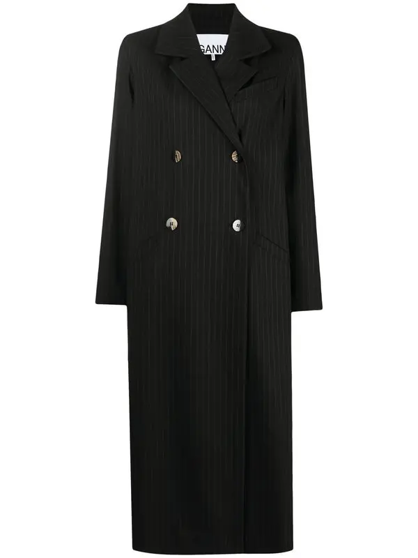 GANNI Double-breasted Striped Coat