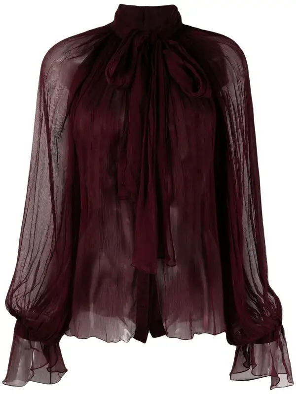 ATU BODY COUTURE Semi-sheer Blouse - Red