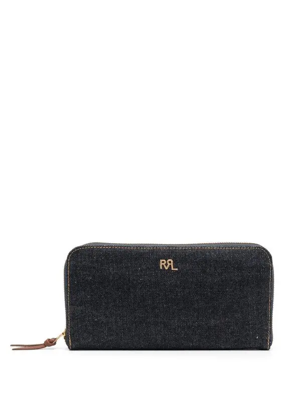 Ralph Lauren Logo-plaque Denim Wallet - Blue