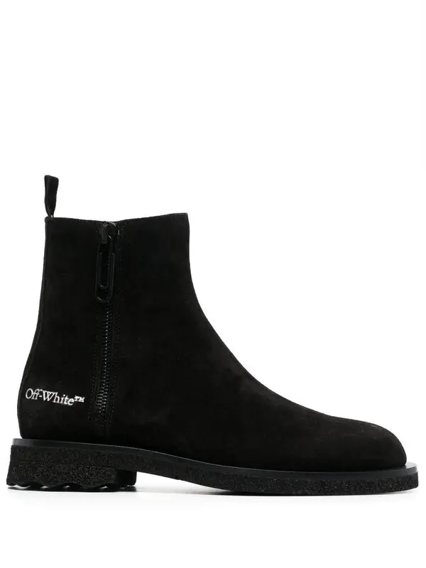 Off-White Logo-print Ankle Boots - Black
