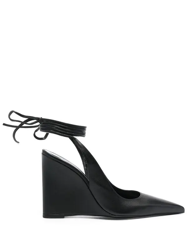 By Far 110mm Leather Wedge Sandals