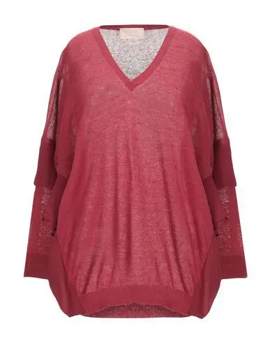 KAOS JEANS Lightweight V-neck Sweater - Red