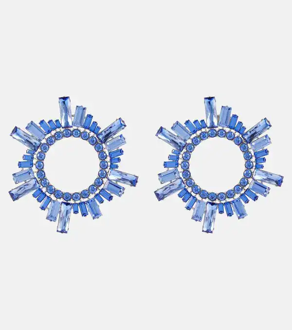 Amina Muaddi Begum Crystal Earrings Blue 30% Off Editorialist