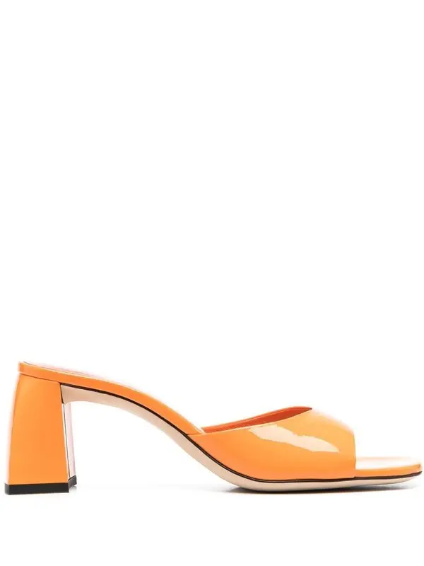By Far Michele Patent Block-heel Sandals - Orange