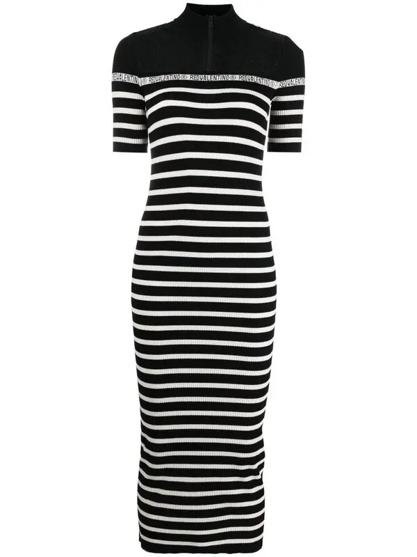 Red Valentino Striped Knitted Dress In Black - 66% Off | Editorialist