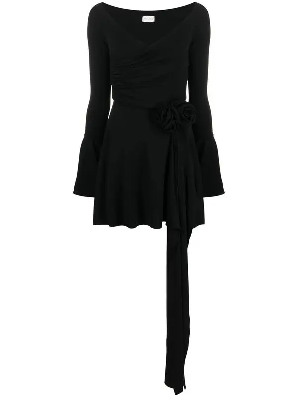 Magda Butrym Rose-appliqué Fluted Dress