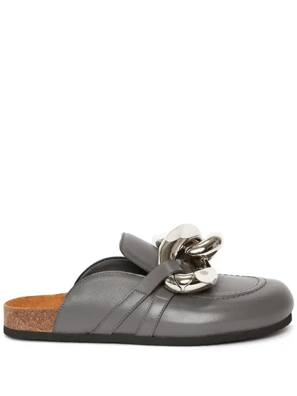 JW Anderson Chain-detail Leather Loafers - Grey