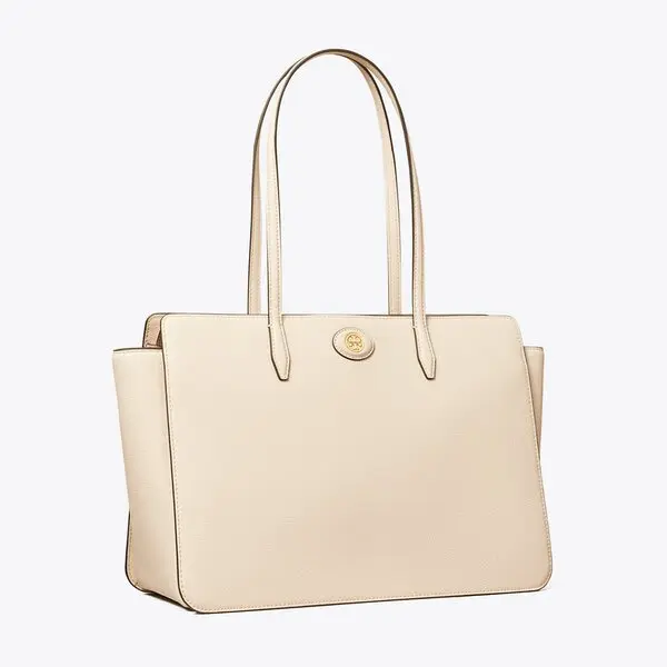 Tory Burch Robinson Pebbled Tote - New Cream