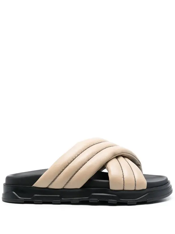 Fabiana Filippi Bead-embellished Slides - Neutrals