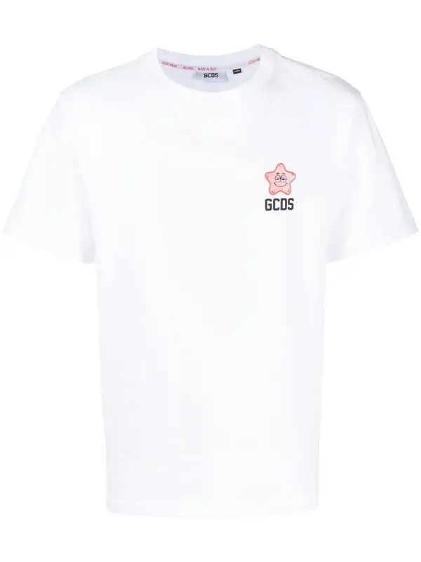 Gcds Star-patch Logo-print T-shirt - White
