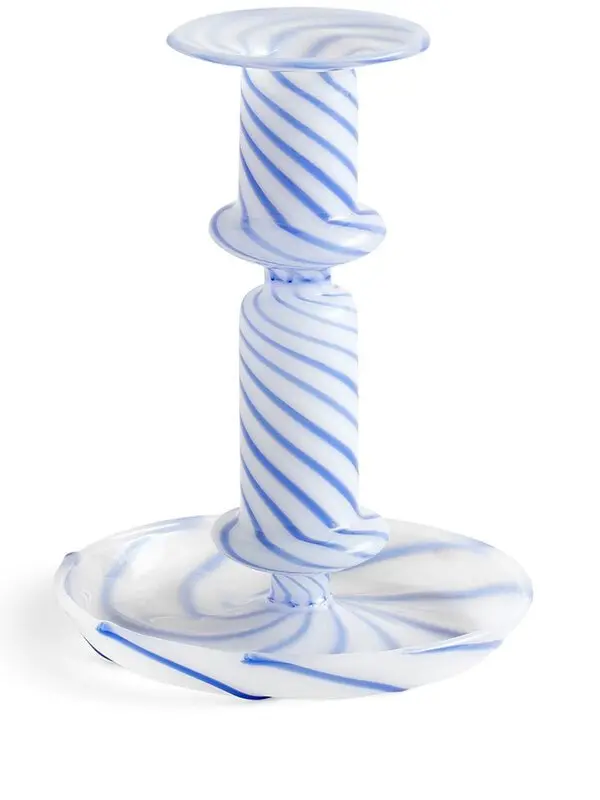 HAY Flare Striped Candleholder - Blue