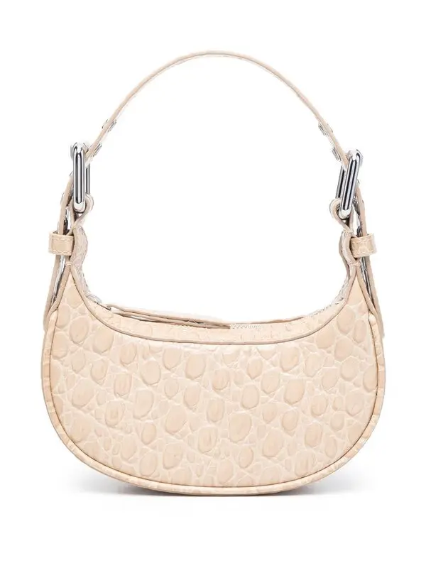 By Far Mini Soho Crocodile-embossed Shoulder Bag - Neutrals