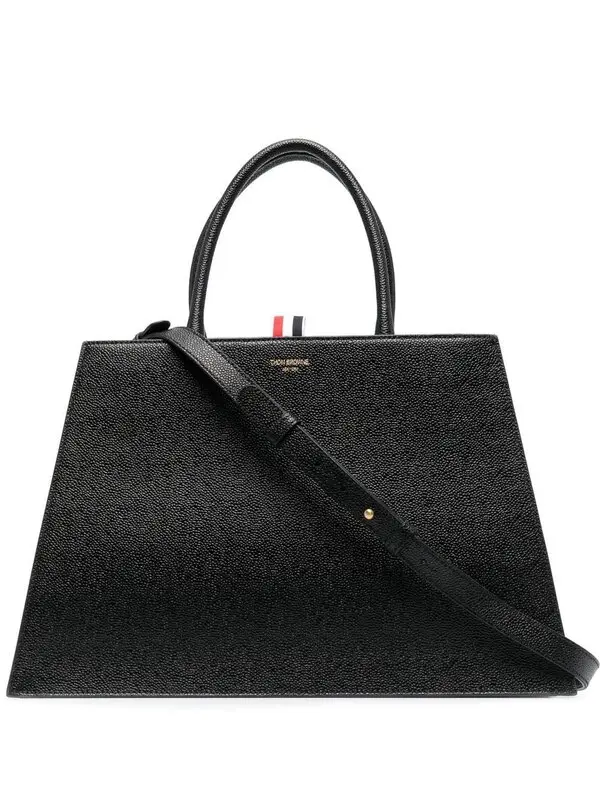Thom Browne Logo Grained Leather Tote