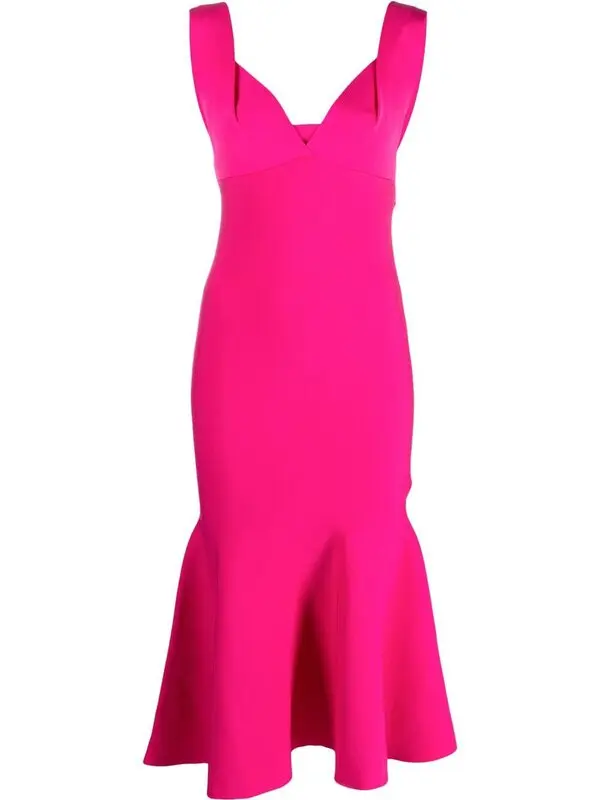 Roland Mouret Fluted-Hem Midi Skirt In Pink - 30% Off | Editorialist