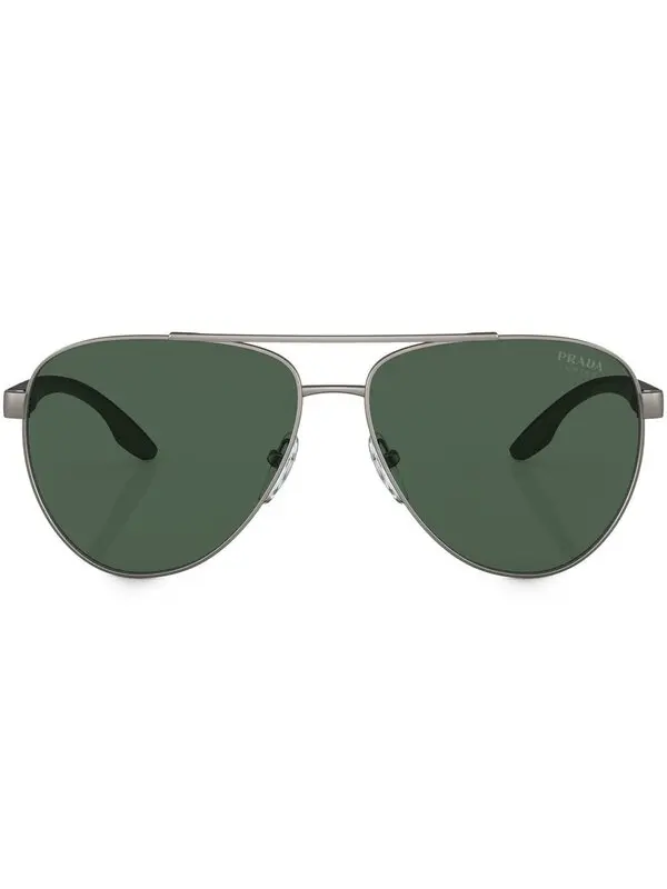 Prada Logo-print Aviator Sunglasses - Silver