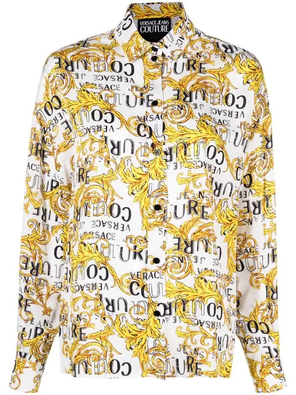 Versace Baroque Logo-print Shirt - White