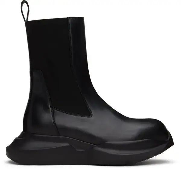 Rick Owens Black Geth Beatle Chelsea Boots In 99 Black/Black - 58 