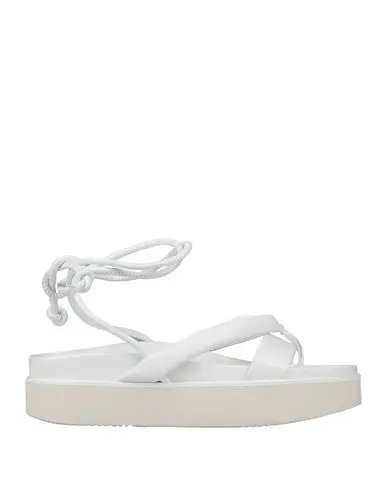 EQUITARE Lace-up Flatform Thong Sandals - White