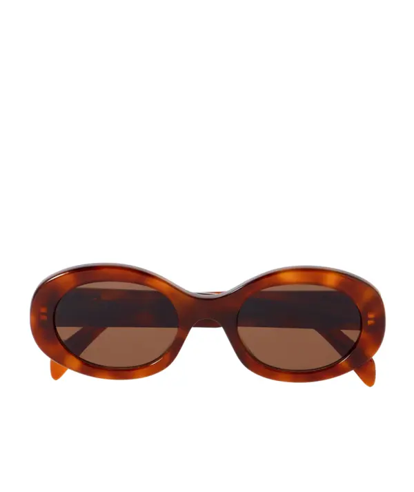 Celine Triomphe Oval-frame Sunglasses - Tortoiseshell
