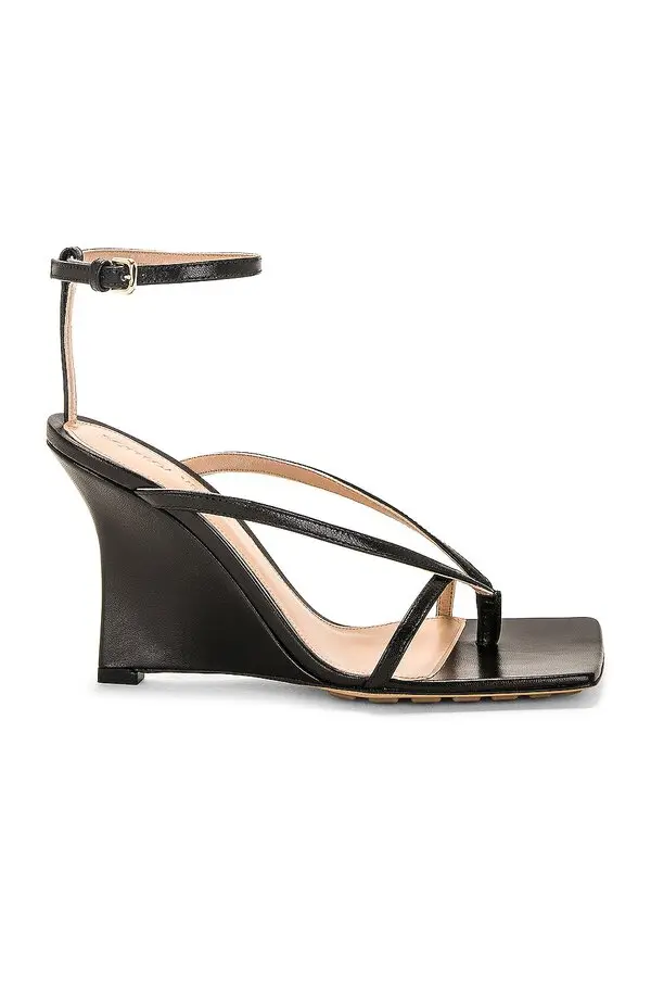 Bottega Veneta Stretch Ankle Strap Wedge Sandal - Black