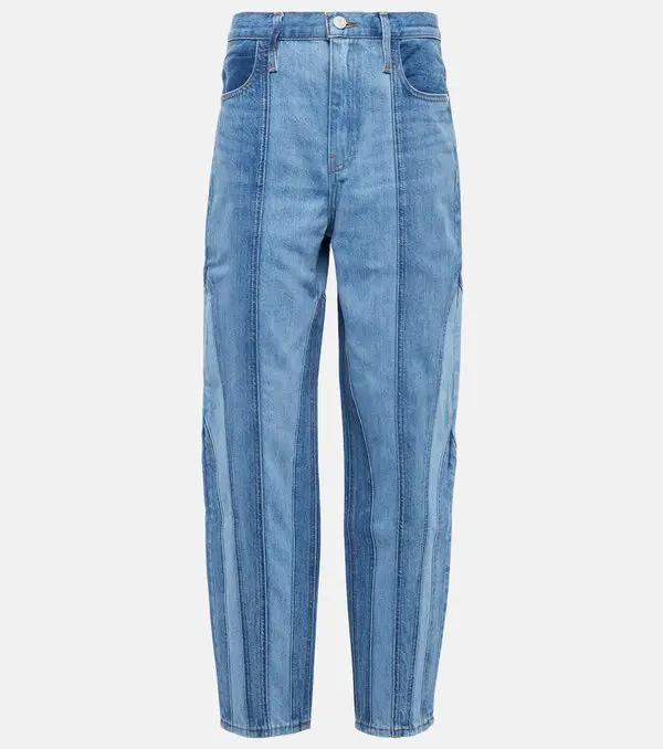 FRAME Warped Stripe Barrel High-rise Jeans