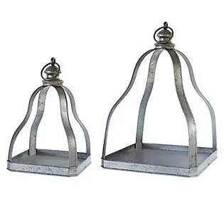 MELROSE Galvanized Metal Lantern With Open Desi N