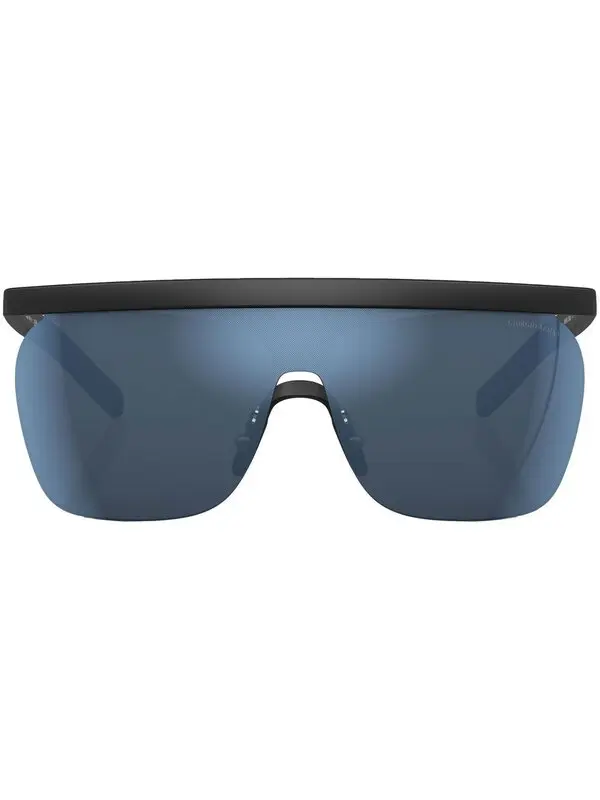 Giorgio Armani Logo-print Shield-frame Sunglasses - Black