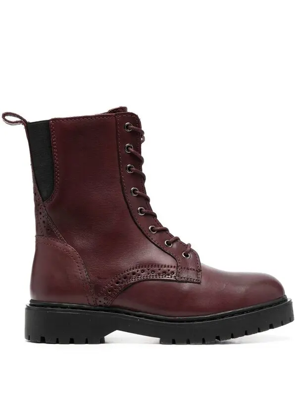 Geox Bleyze Leather Ankle Boots - Red