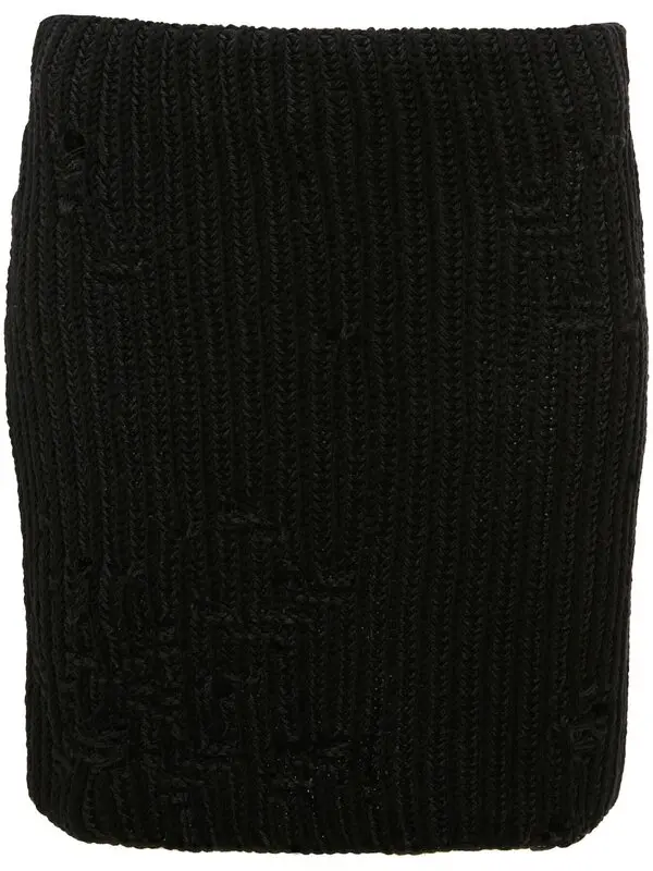 JW Anderson Distressed Knitted Mini Skirt - Black
