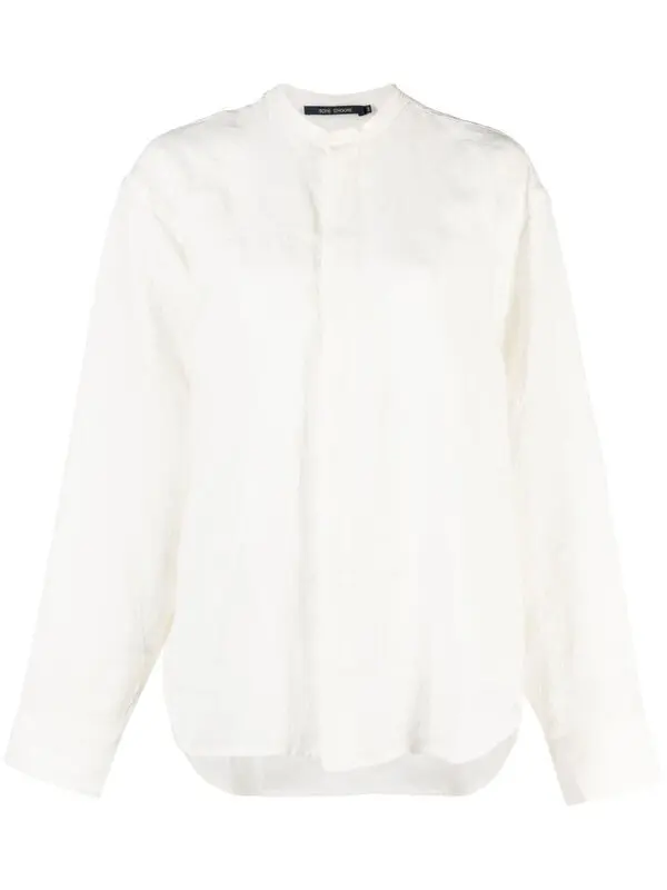 Sofie D'hoore Collarless Linen Shirt