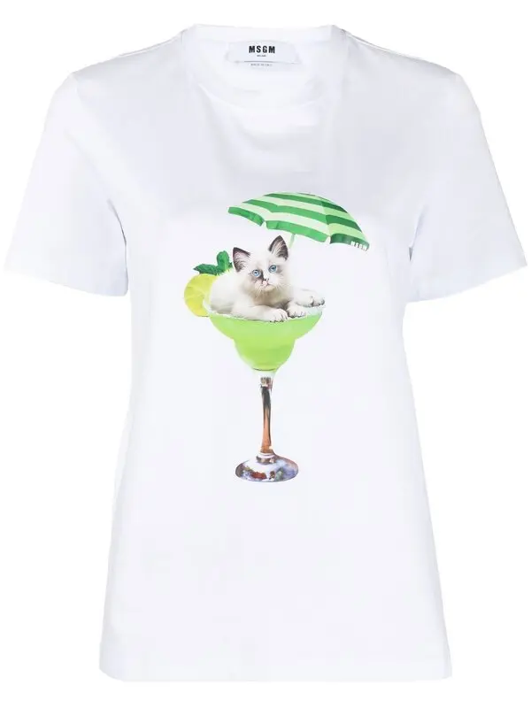 MSGM Graphic-print Crew-neck T-shirt