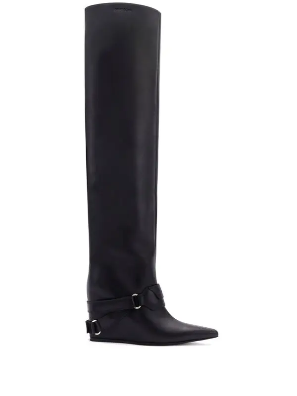 COURREGES Leather Wedged Knee High Boots
