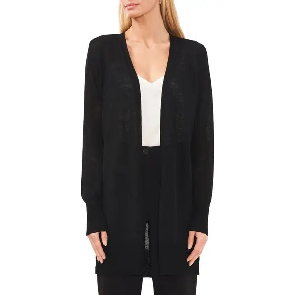 Halogen Side Slit Cardigan - Rich Black