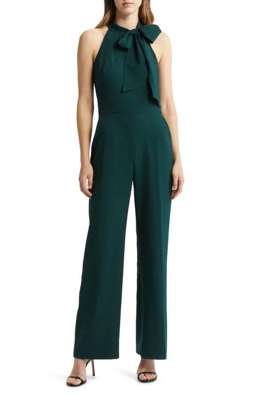 Vince Camuto Bow Neck Crepe Jumpsuit - Hunter