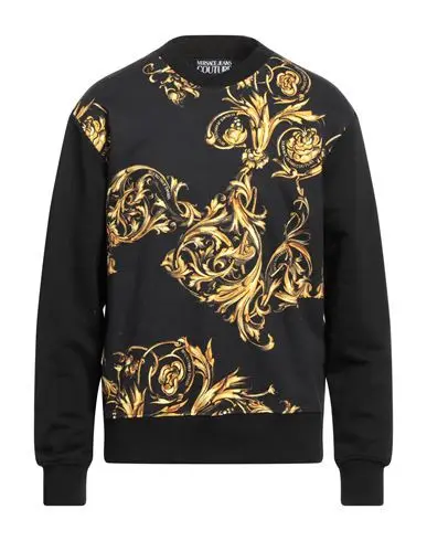 Versace Cotton Sweatshirt With Signature Print - Black