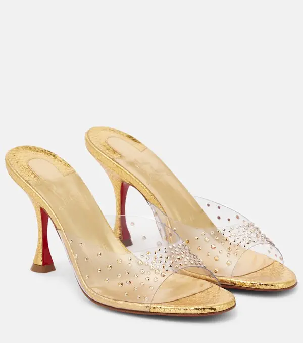 CHRISTIAN LOUBOUTIN Degramule 85 Embellished Mules - Gold