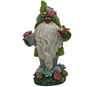 HUNNYKOME Solar Garden Grassy Gnome With Succulents Hu Nnykome