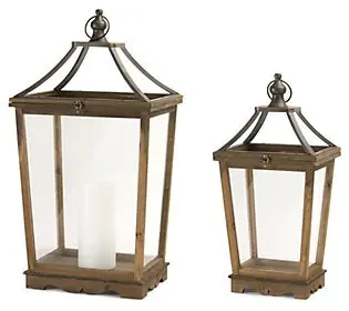 MELROSE Wooden Floor Lantern With Open Top
