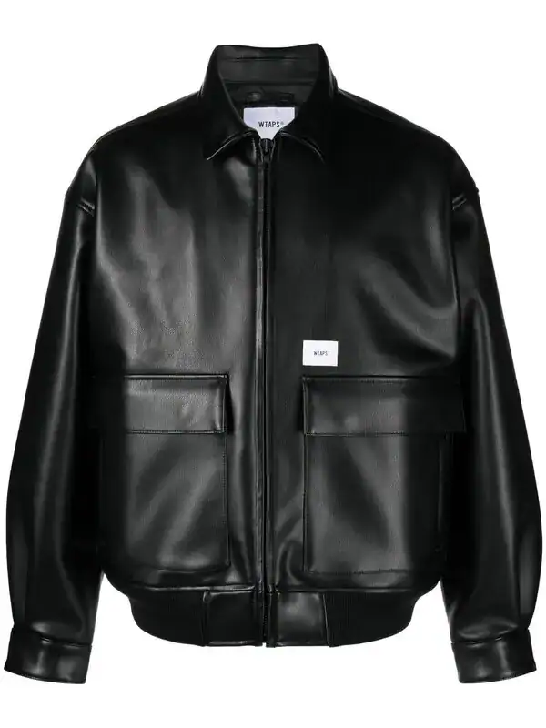 Wtaps Bone Appliqué Faux-Leather Bomber Jacket - Black | Editorialist