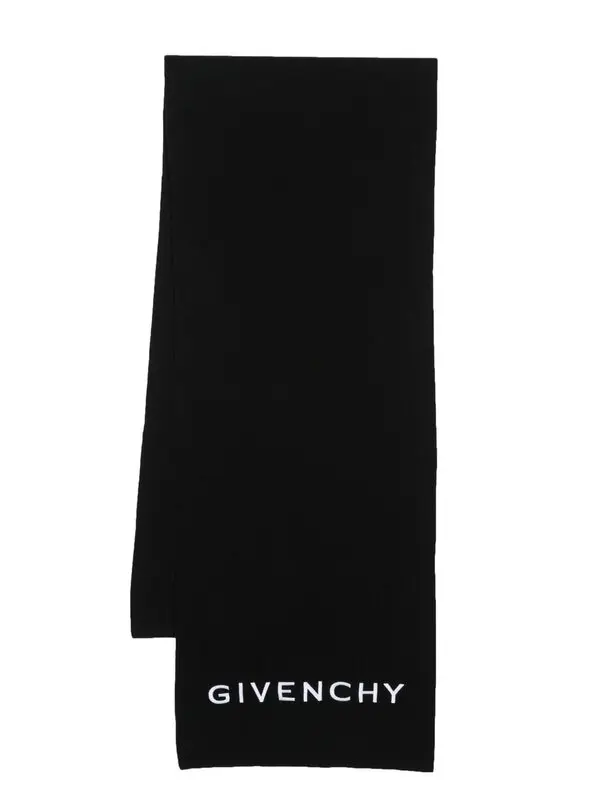 Givenchy Intarsia-knit Logo Scarf - Black