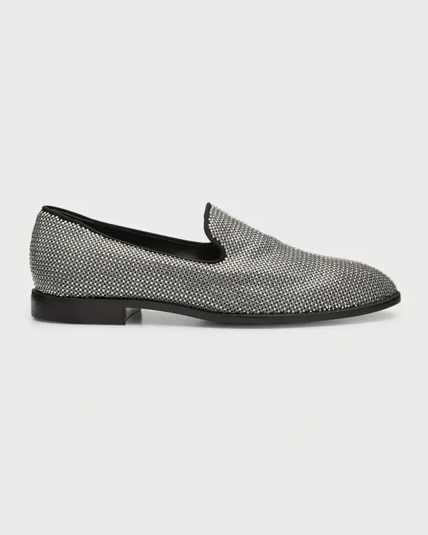 GIUSEPPE ZANOTTI Flavio 20 Rhinestone-embellished Loafers - Blk/silv