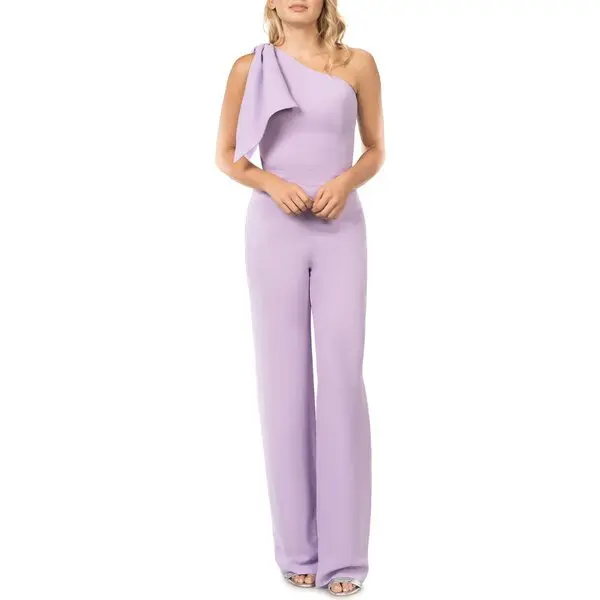 Dress The Population Tiffany One-shoulder Jumpsuit - Wisteria