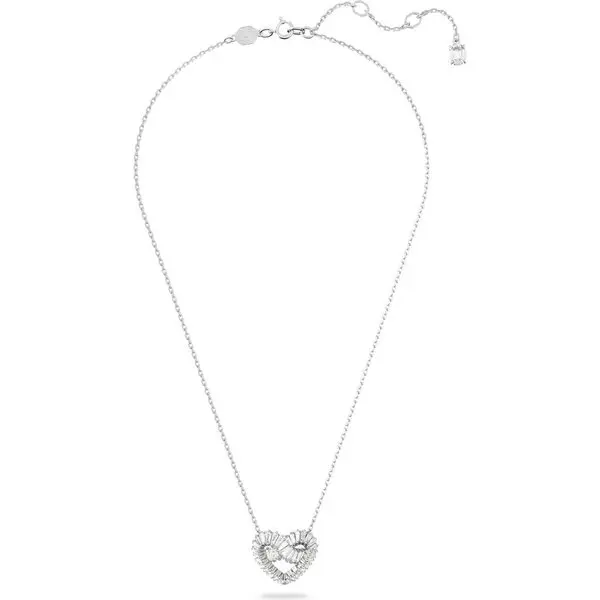 SWAROVSKI Matrix Woven Crystal Heart Pendant Necklace - Silver