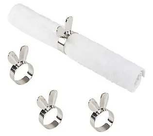 C&F HOME Silver Bunny Ears Napkin Ring, Set Of 4 Vale Rie