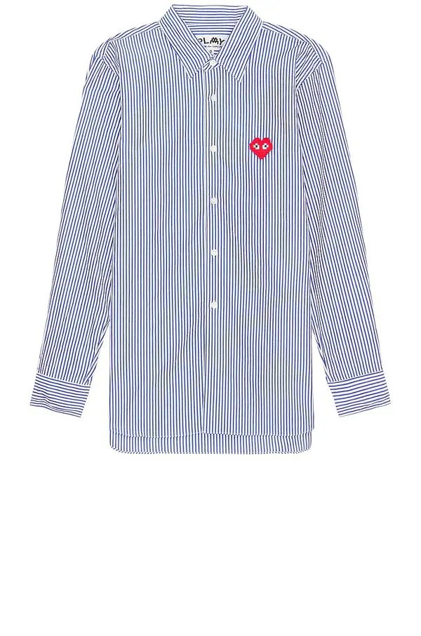 Play Comme Des Garcon Invader Stipe Shirt In Blue