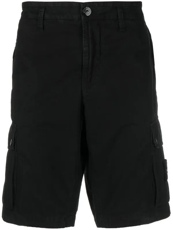 Stone Island Compass-patch Cargo Shorts - Black