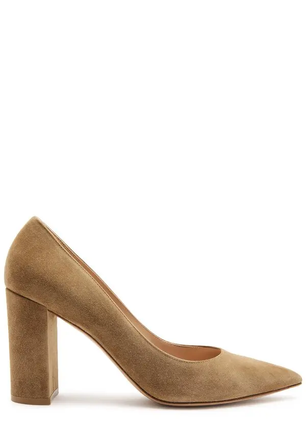 GIANVITO ROSSI Piper 85 Suede Pumps - Camel